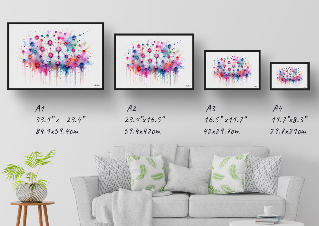 Neural network Wall Art Print Watercolour ANN Topology AI Medical ...