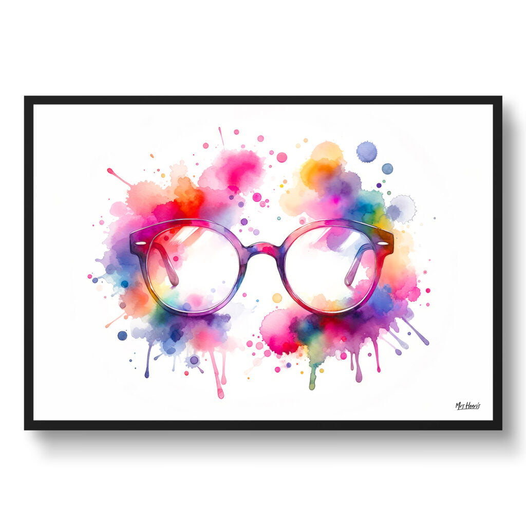 Oversized fashion glasses Wall Art Print Watercolour Eyeglasses ...