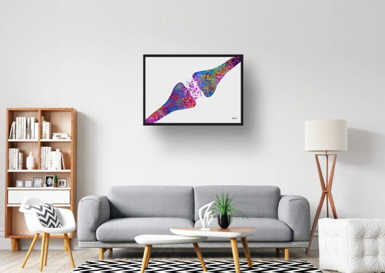 Synapse Receptor Wall Art Print Watercolour Human Nerve Cell Neurology ...