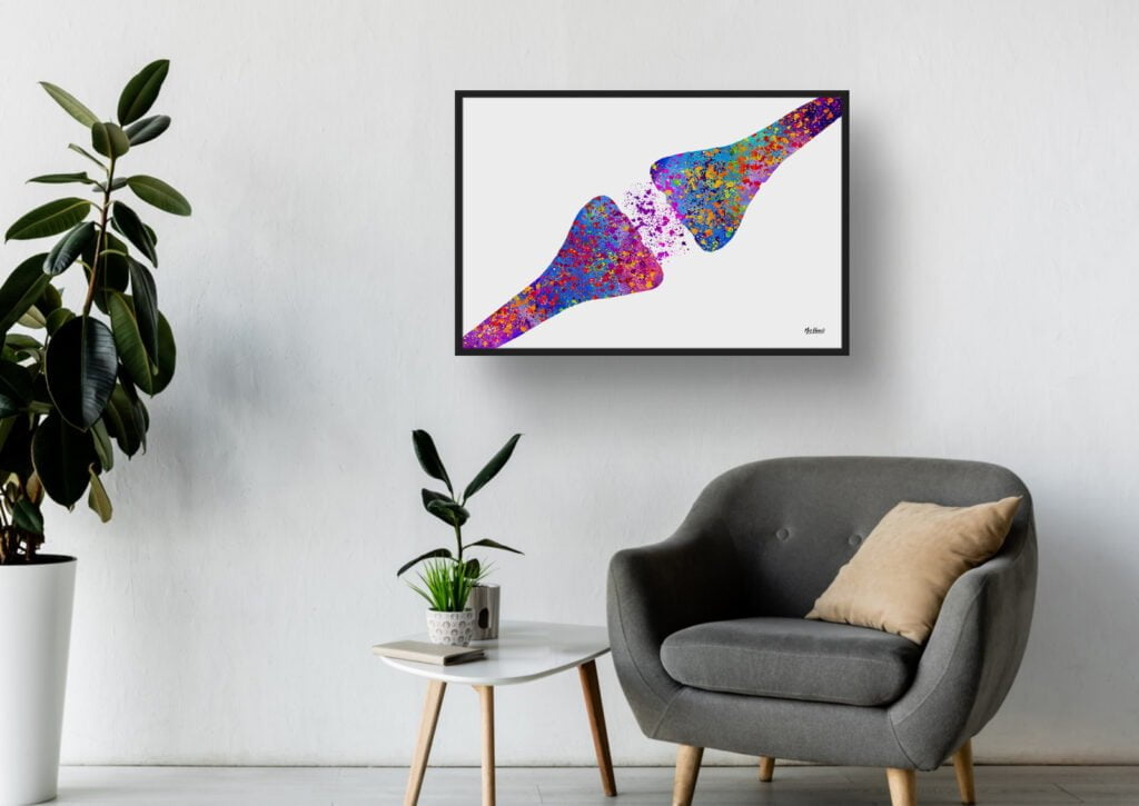 Synapse Receptor Wall Art Print Watercolour Human Nerve Cell Neurology ...