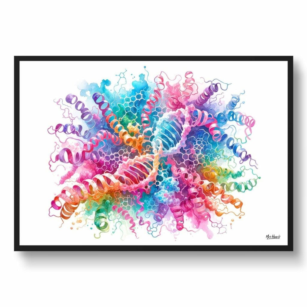 Alpha synuclein Protein Wall Art Print Watercolour Molecular Structure ...
