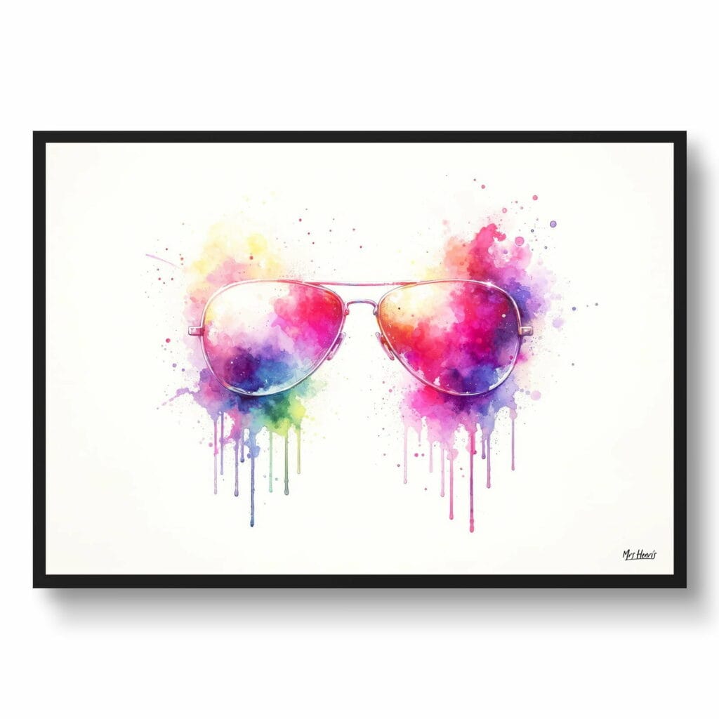 Aviator glasses Wall Art Print Watercolour Optometry Spectacles ...