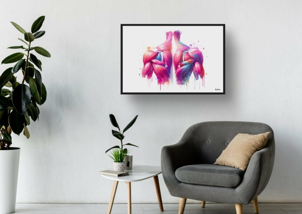 Back muscles Wall Art Print Watercolour Anatomy Human Trunk Medical ...