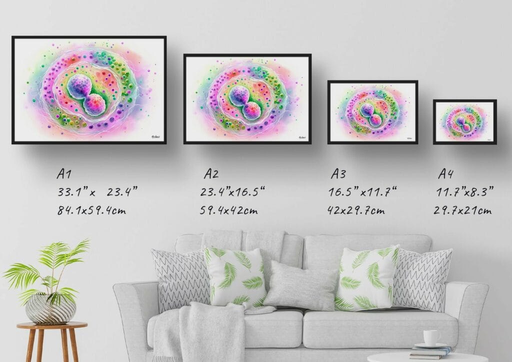Cell division Wall Art Print Watercolour Science Human Cell Biology ...