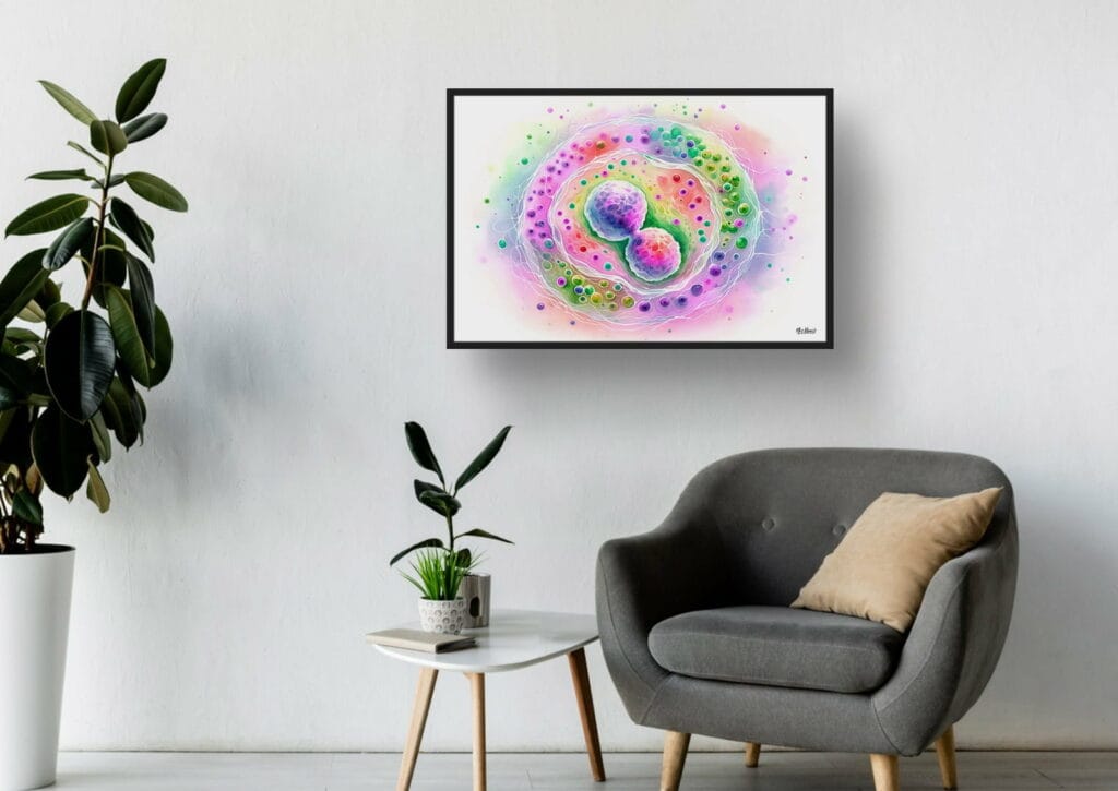 Cell division Wall Art Print Watercolour Science Human Cell Biology ...