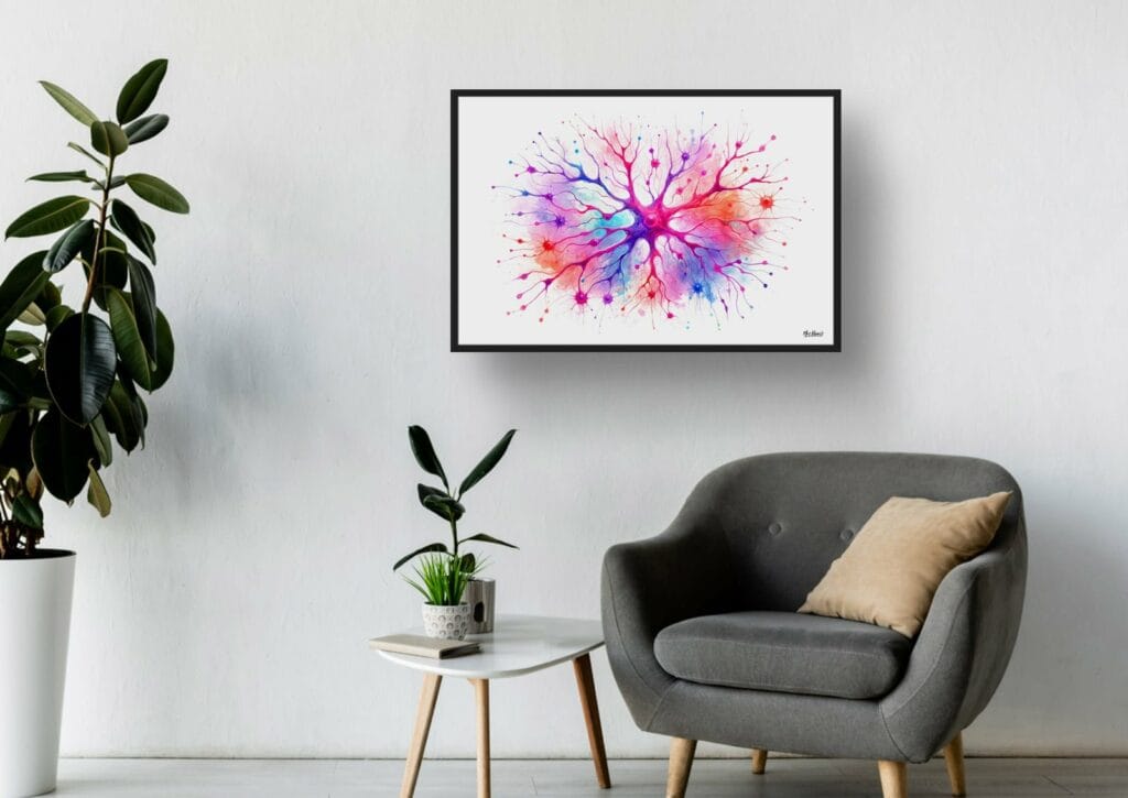 Cortical neurons Wall Art Print Watercolour Cerebral Neurology ...