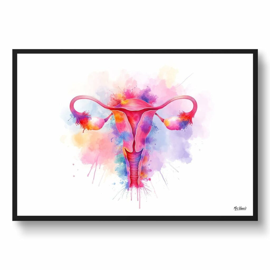 Female Reproductive System Wall Art Print Watercolour Urology Andrology ...