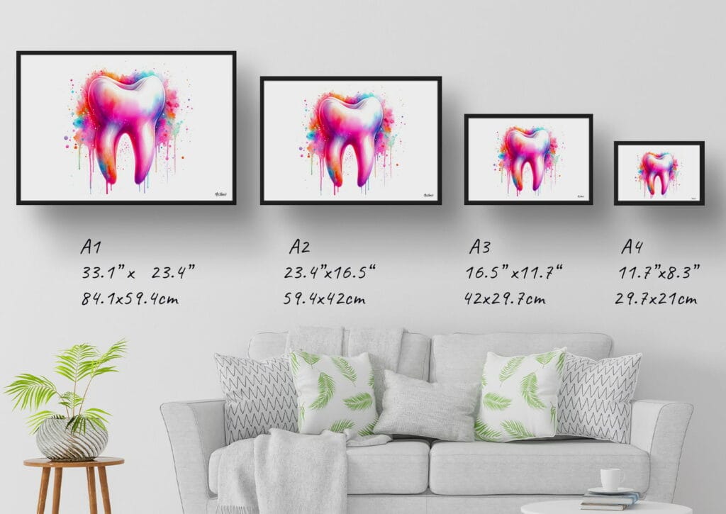 Molar tooth Wall Art Print Watercolour Tooth Dental Dentist Medical ...