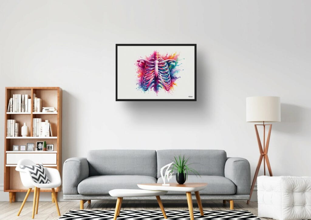 Thorax Wall Art Print Watercolour Rib cage Sternum Medical Doctor ...