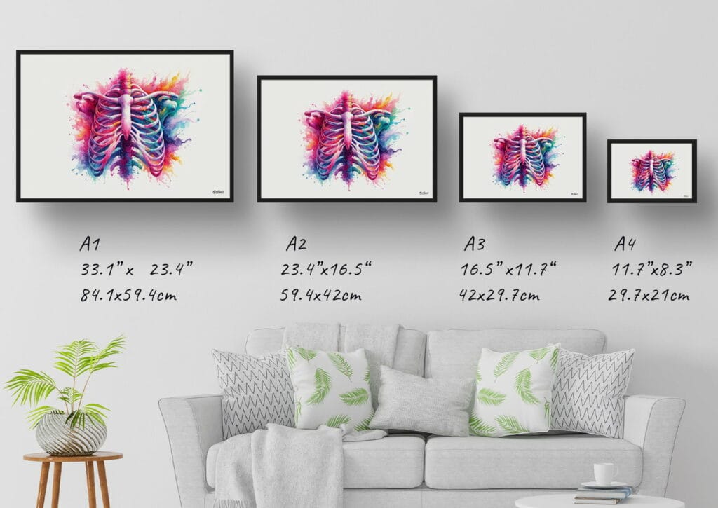 Thorax Wall Art Print Watercolour Rib cage Sternum Medical Doctor ...