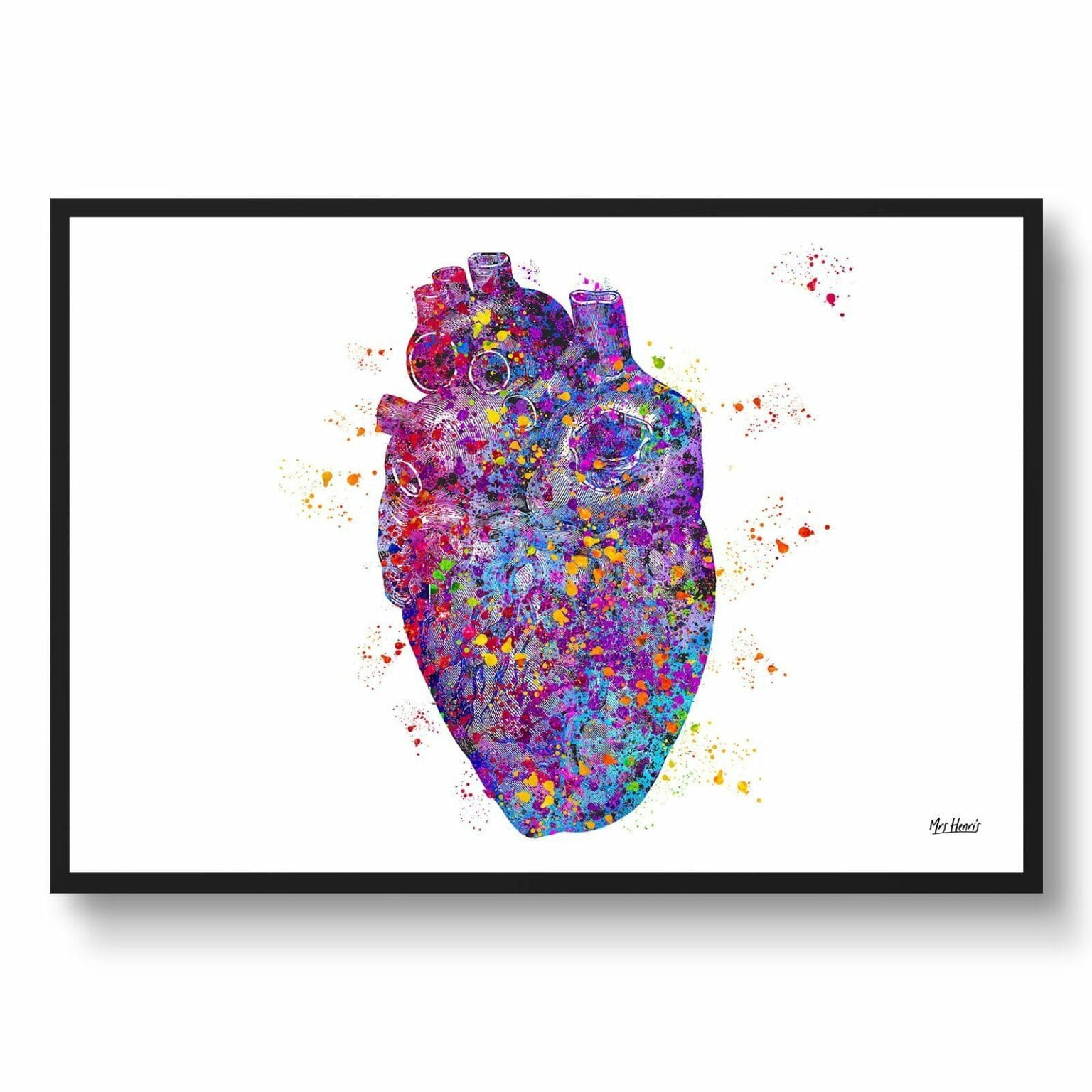 Heart Anatomy Wall Art Print Watercolour Cardiologist Medical Doctor ...